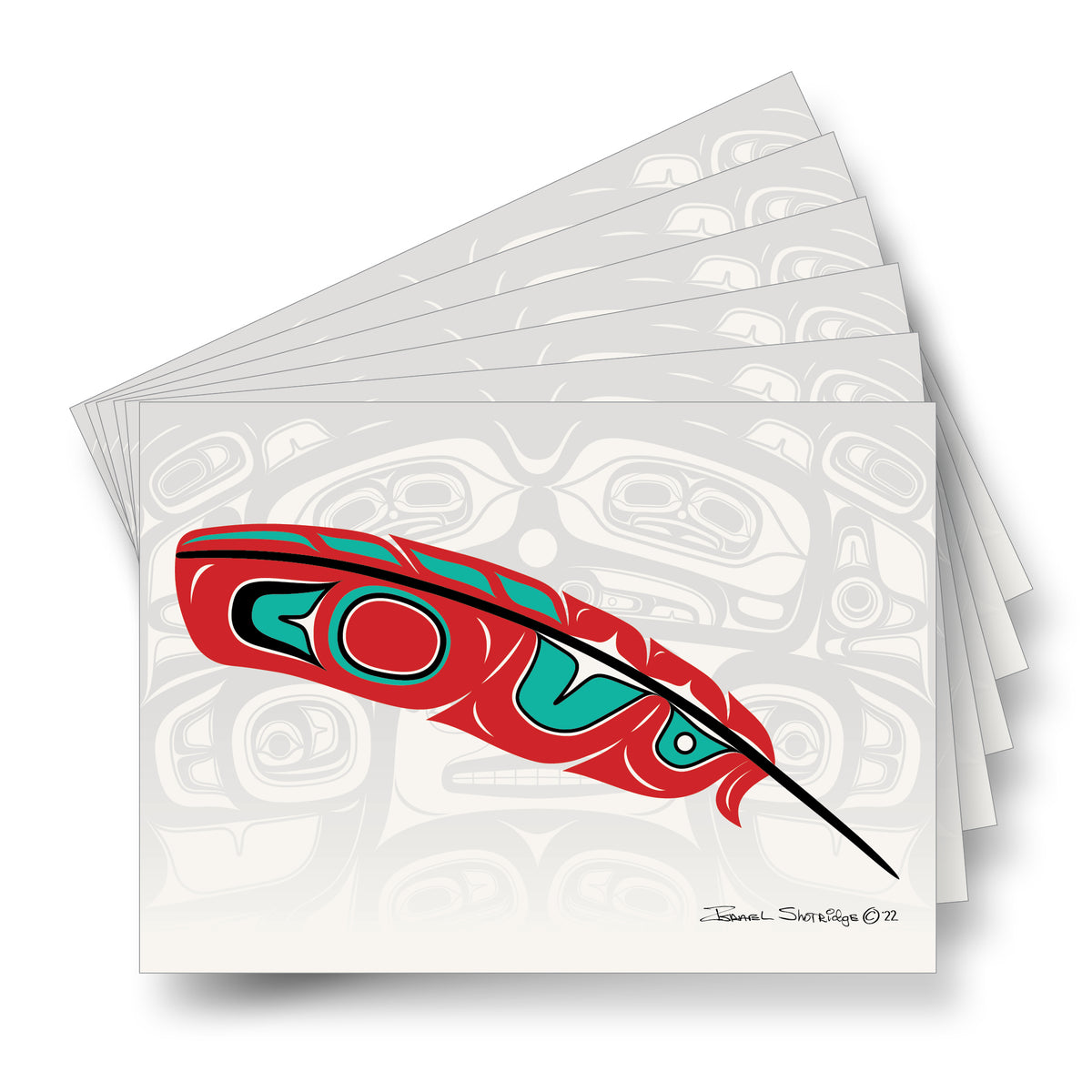 Red Feather & House Screen Formline Art Cards | Native Greeting Cards ...